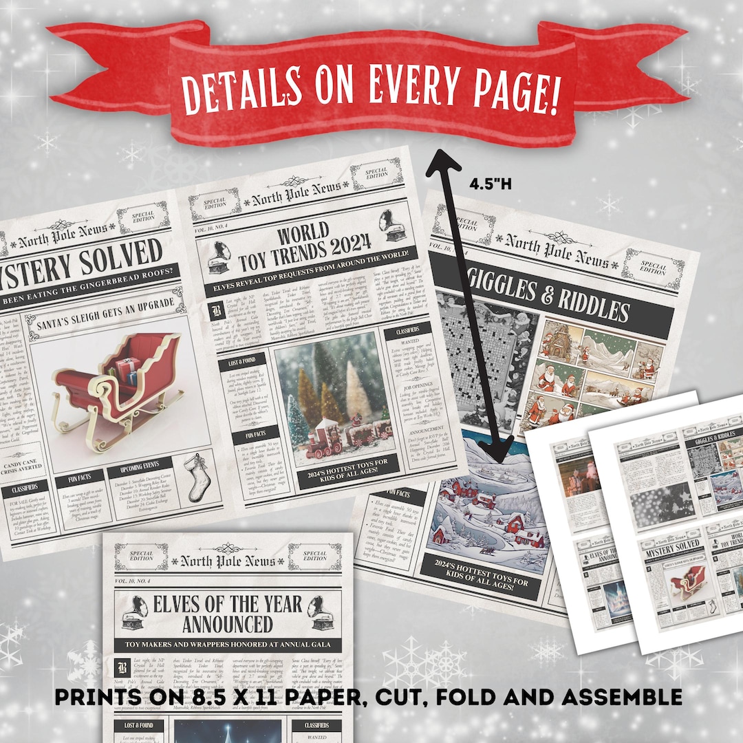 Elf Newspaper Printable Mini Newspaper Elf Prop Kit Multiple Page News ...