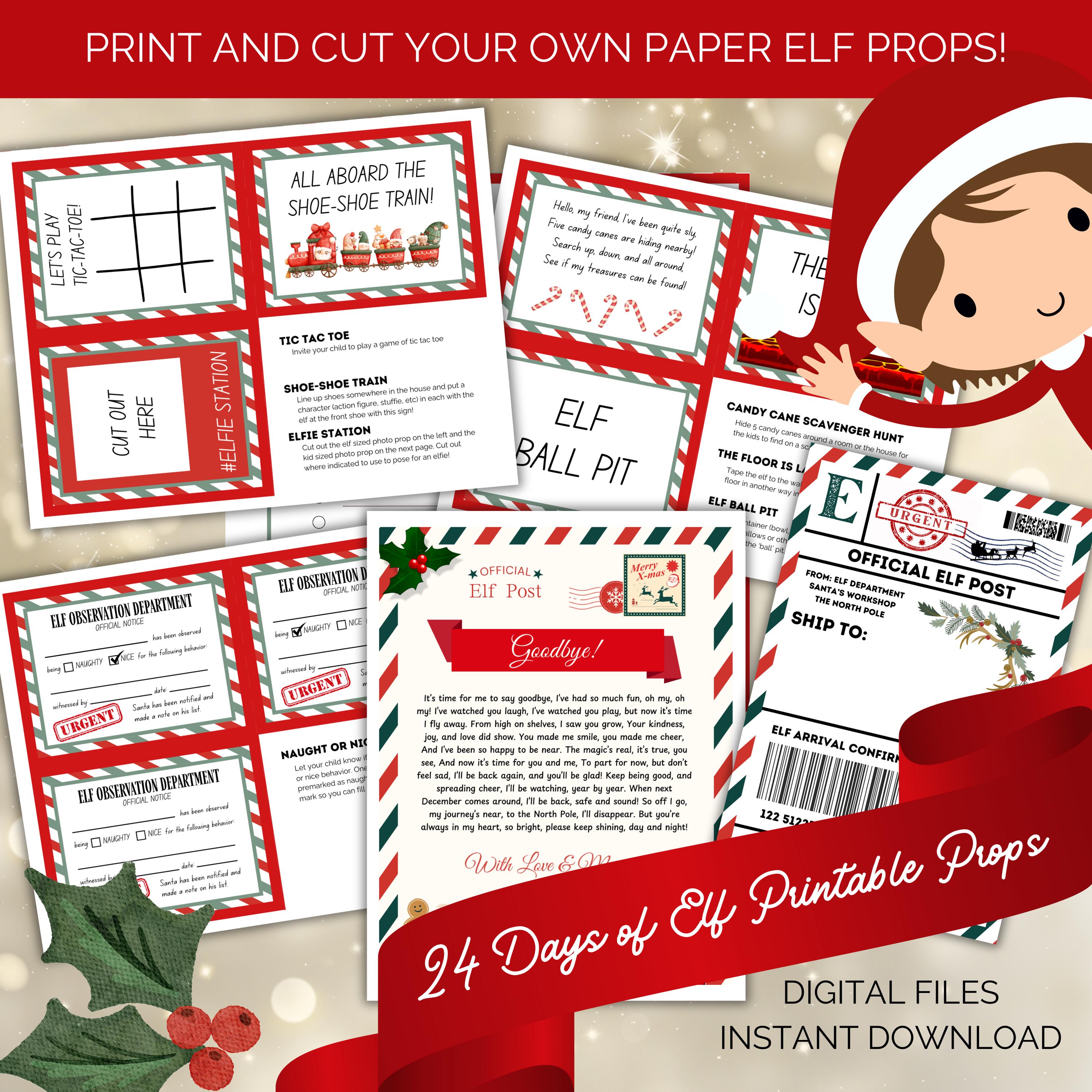 Printable 24 Day Elf Kit Holiday Prop Elf Bundle Arrival Label and ...