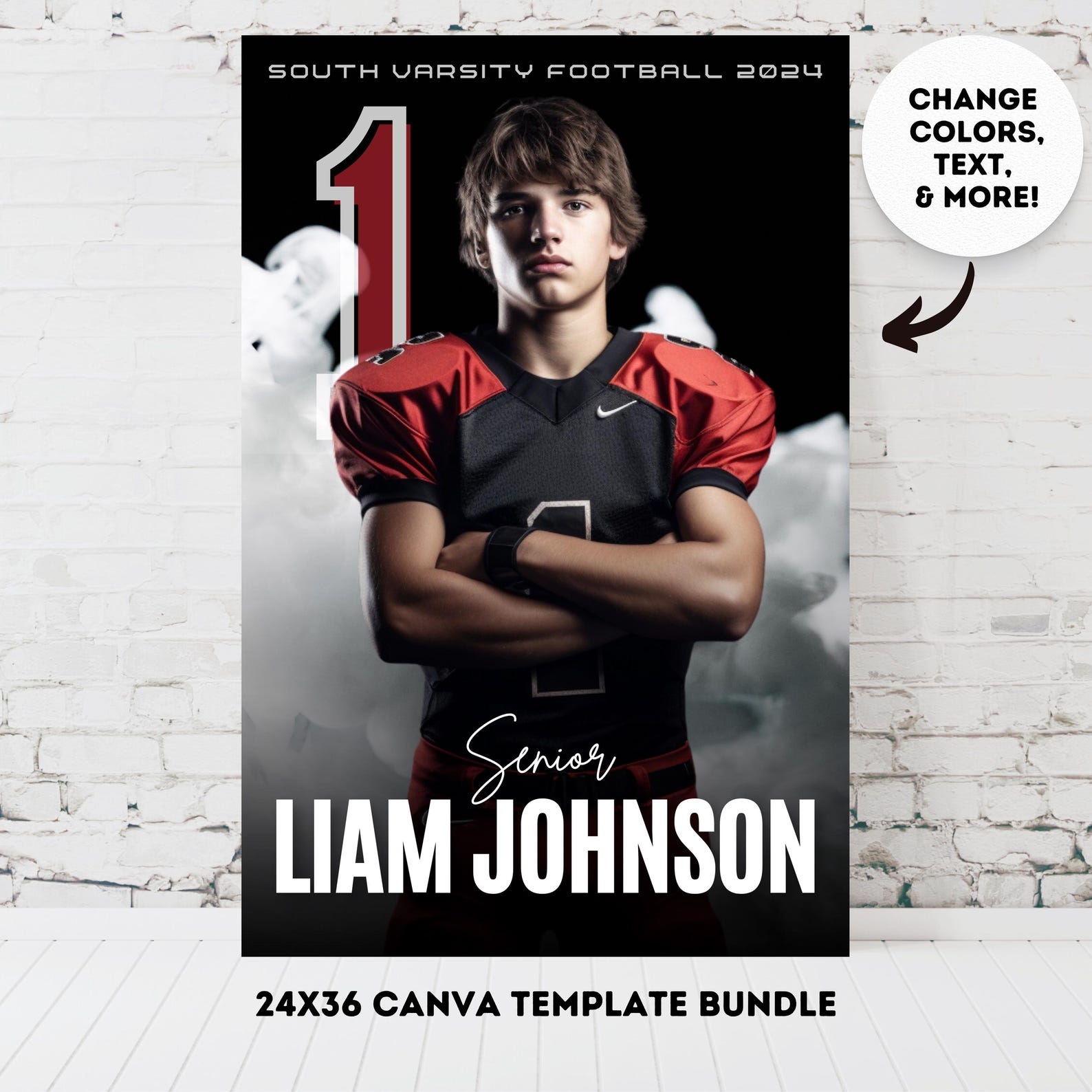 Football Poster 24x36 Canva Template Design Your Own Custom Senior ...