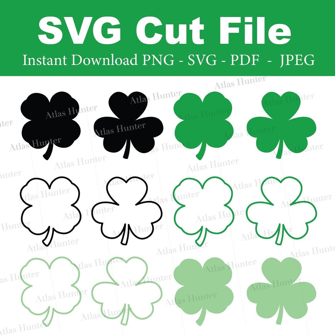 Trébol SVG Archivo recortado Vector PDF PNG Jpeg Día de San Patricio ...