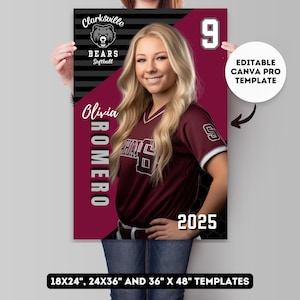 Senior Softball Poster Template Girls Soft Ball Ladies Sports Poster ...
