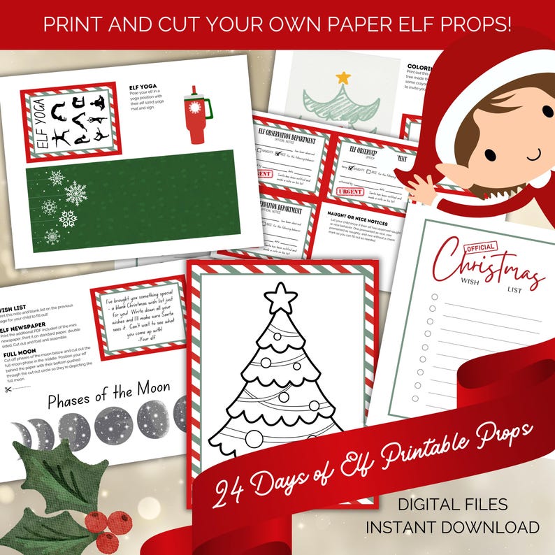 Printable 24 Day Elf Kit Holiday Prop Elf Bundle Arrival Label and ...