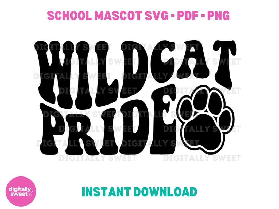 Wildcat Pride Wavy Wildcats Mascot Design Wildcat Paw Print Bubble ...