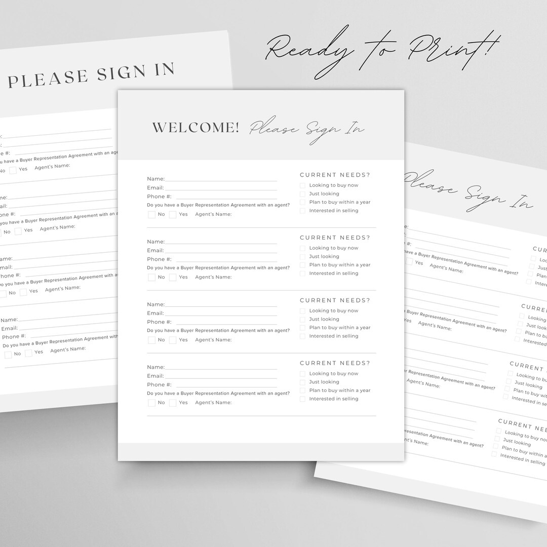 Editable Realtor Sign in Sheet Canva Template Open House Sign in ...