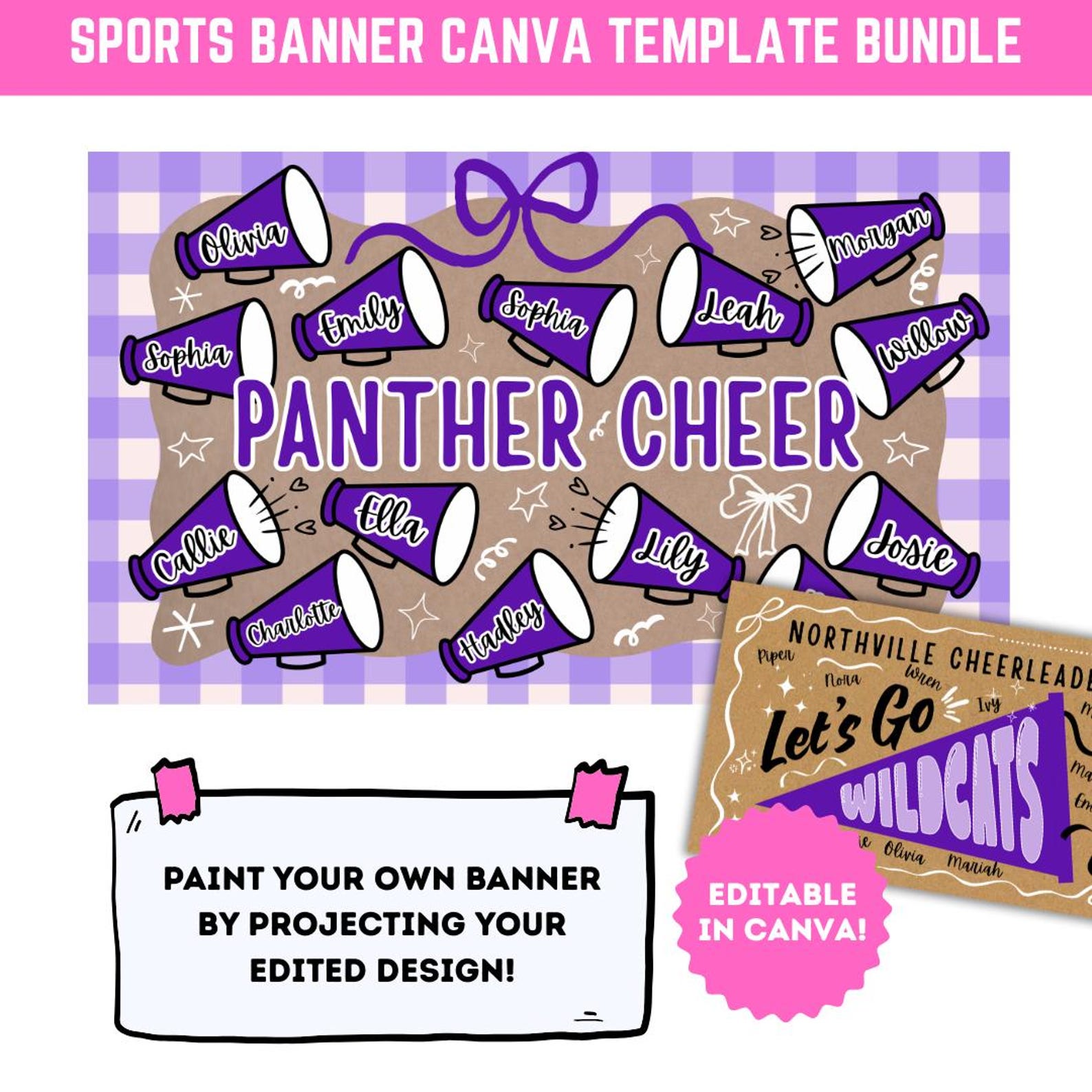 Cheer Team Senior Night Banner Template: Canva DIY Project (digital ...