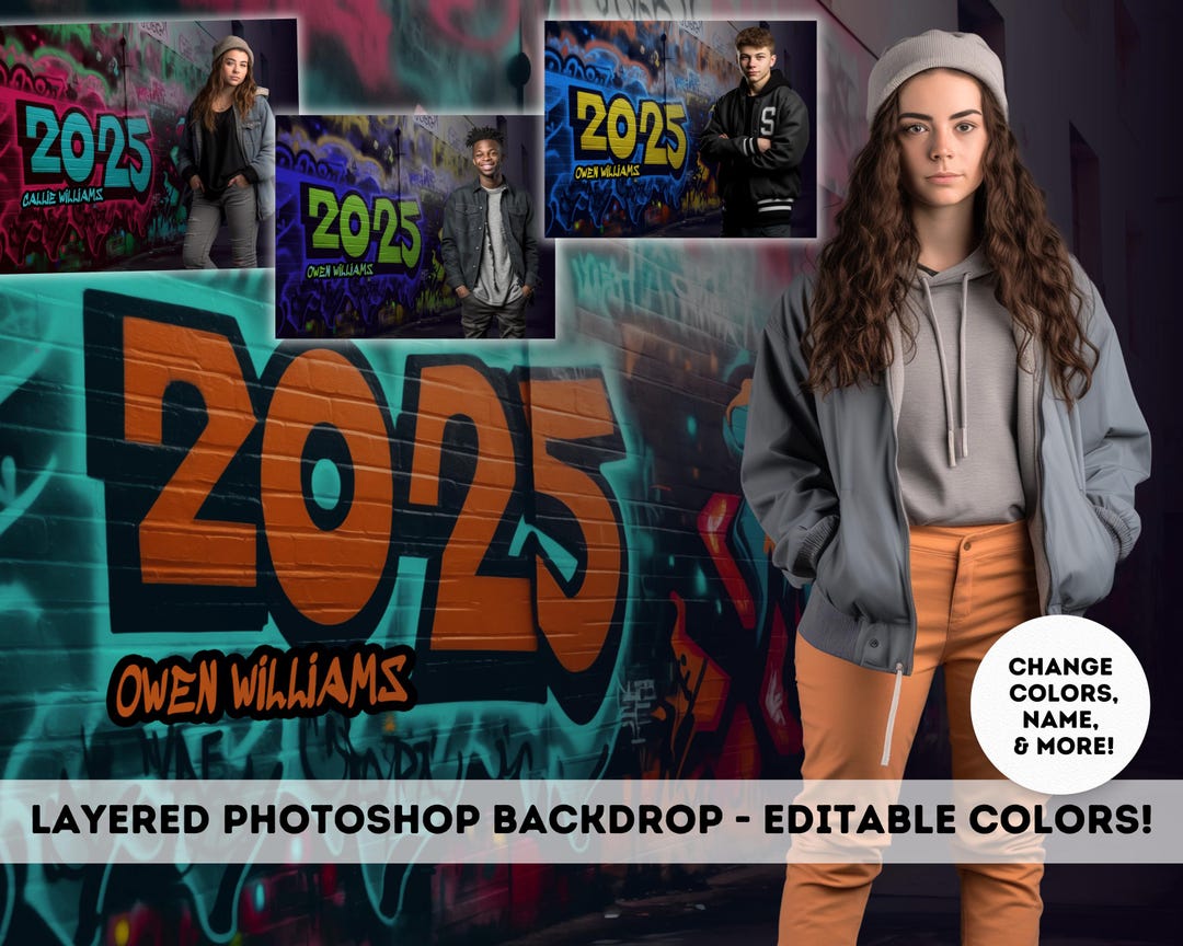 Senior 2025 Graffiti Digital Backdrop Photoshop Template Studio ...