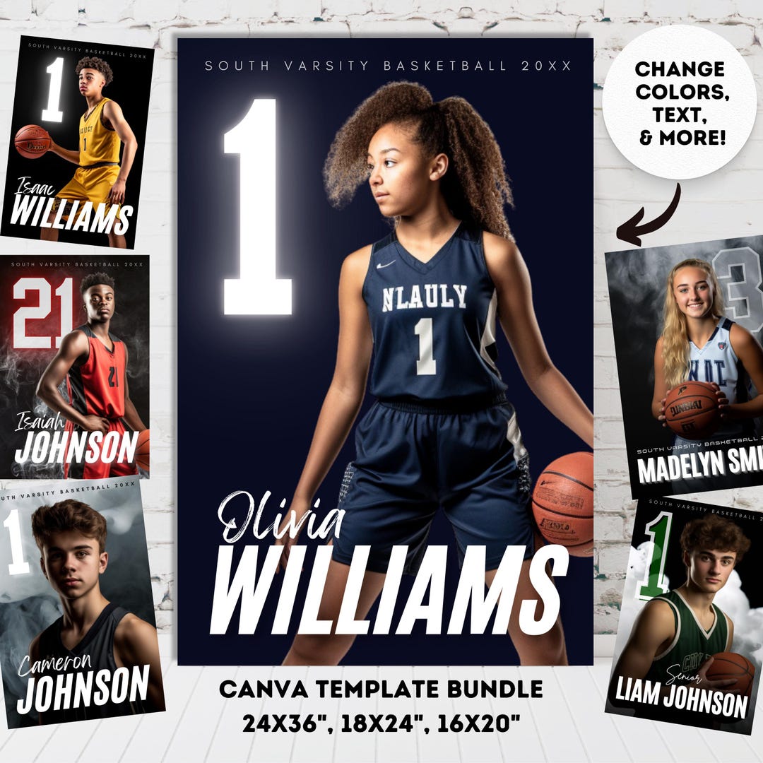 Senior Night Sport Poster Canva Template Basketball Senior Night ...