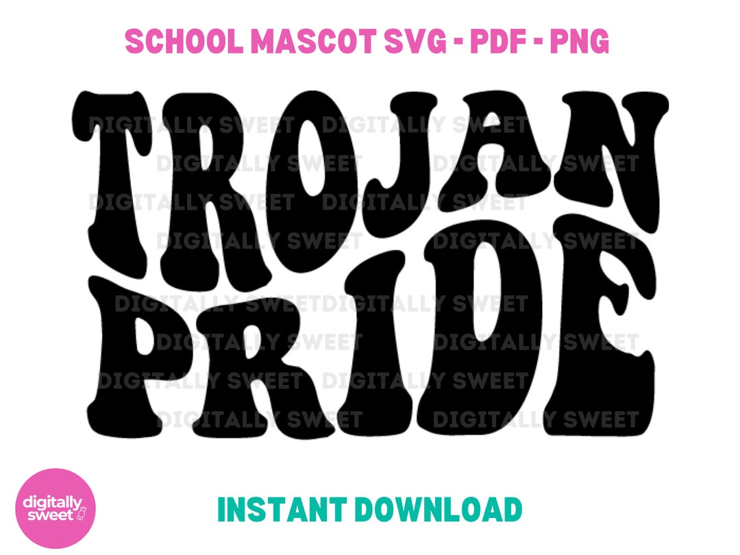 Trojan Pride Retro Disco Cowboy Font Bubble Letters SVG PNG PDF ...