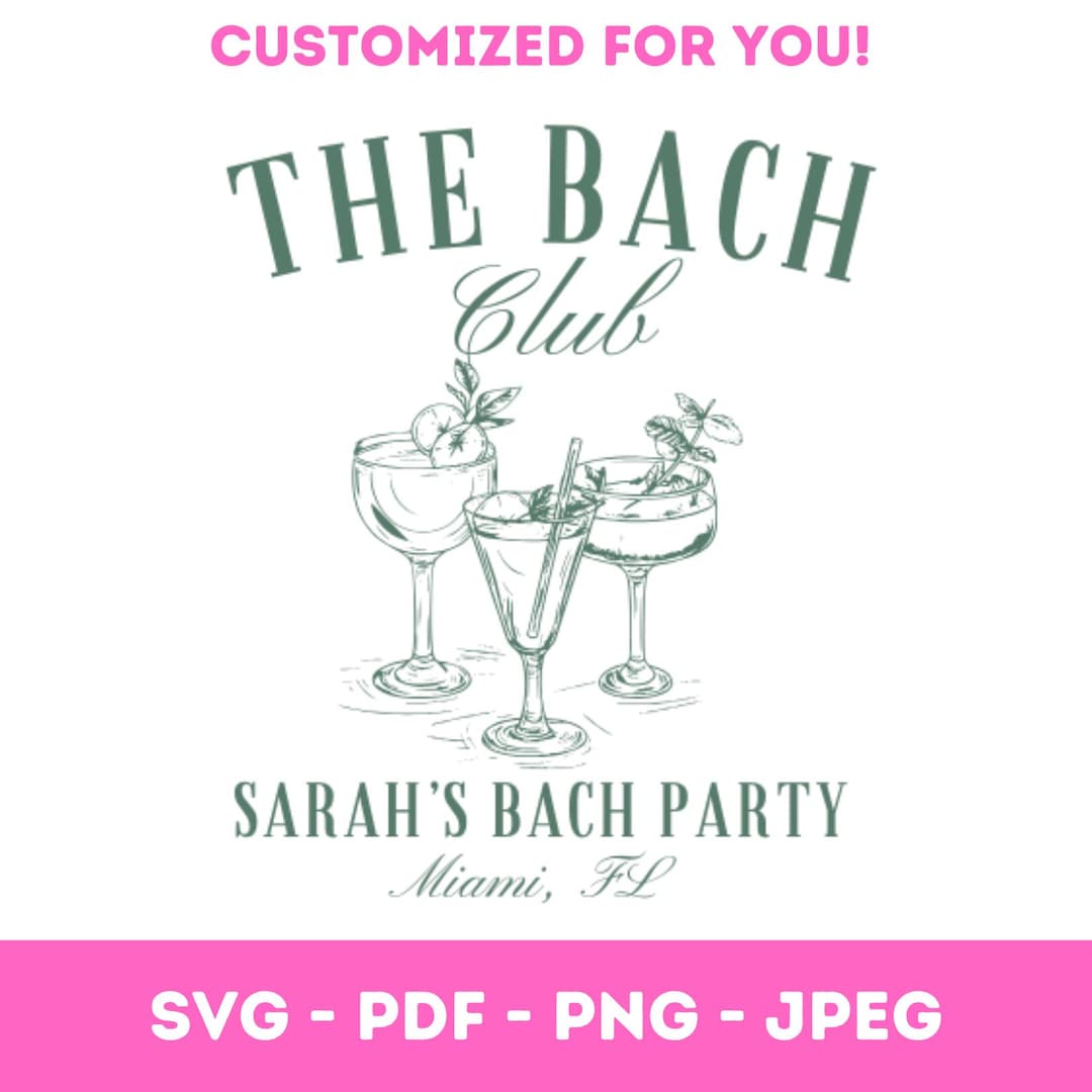 The Bach Club Logo Customized Logo for Bachelorette Party Logo Bridal ...