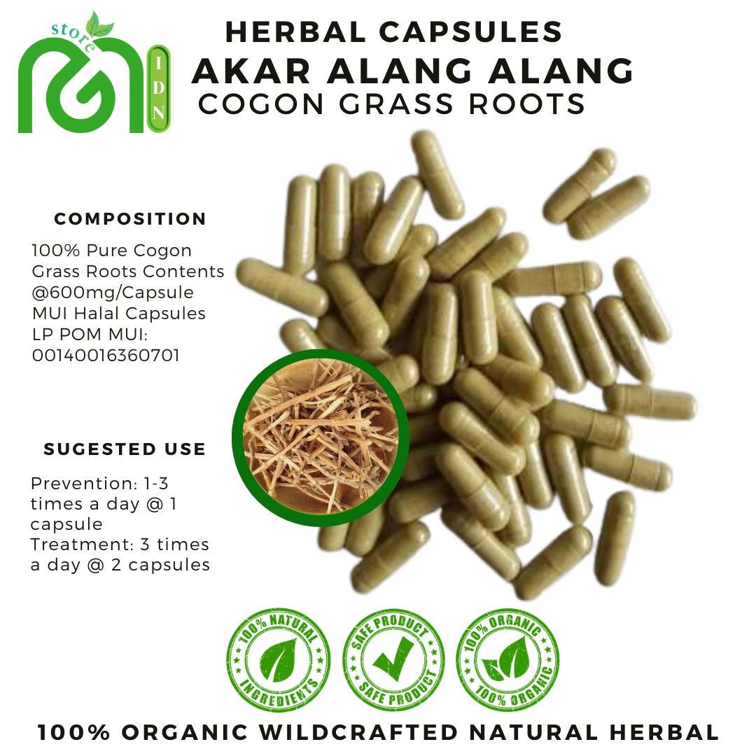 100-500 Capsule of PURE Cogon Grass Roots Imperata Cylindrican Alang ...