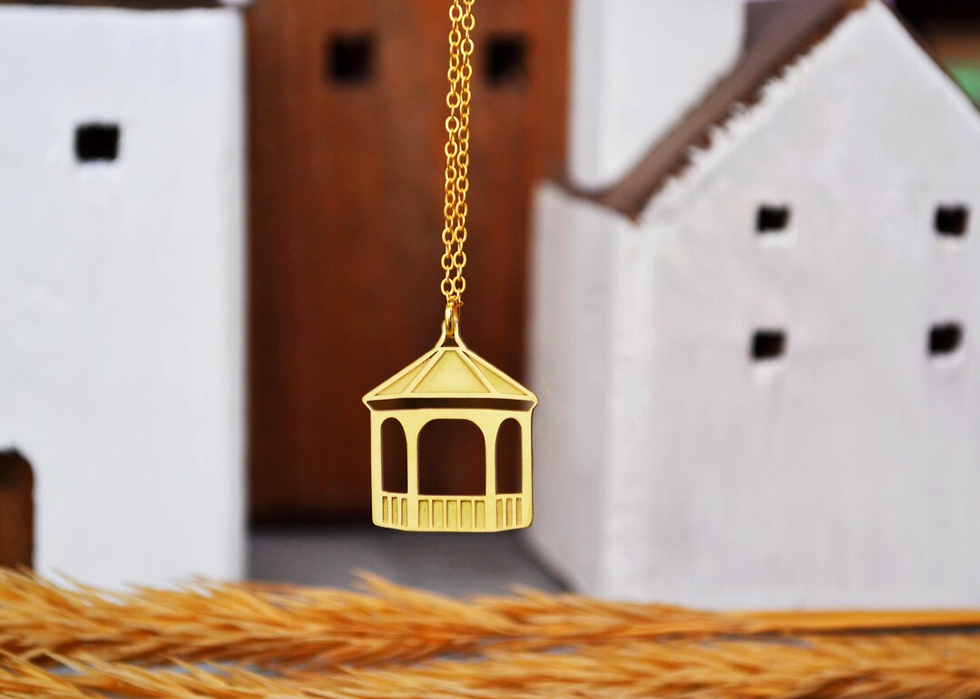 Gold Gazebo Pendant, My Little Corner of the World Necklace, Handmade ...