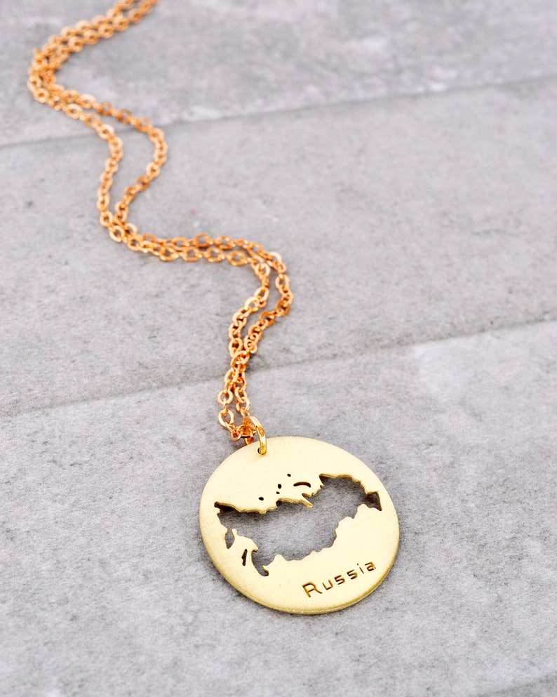 Russia Map Necklace / Russia Pendant / Russian Necklace / - Etsy
