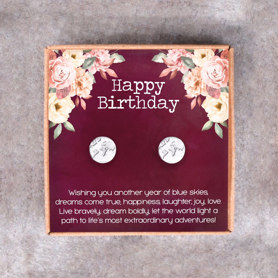 Sterling Silver World Map Stud Earrings - Travel Gift - Etsy
