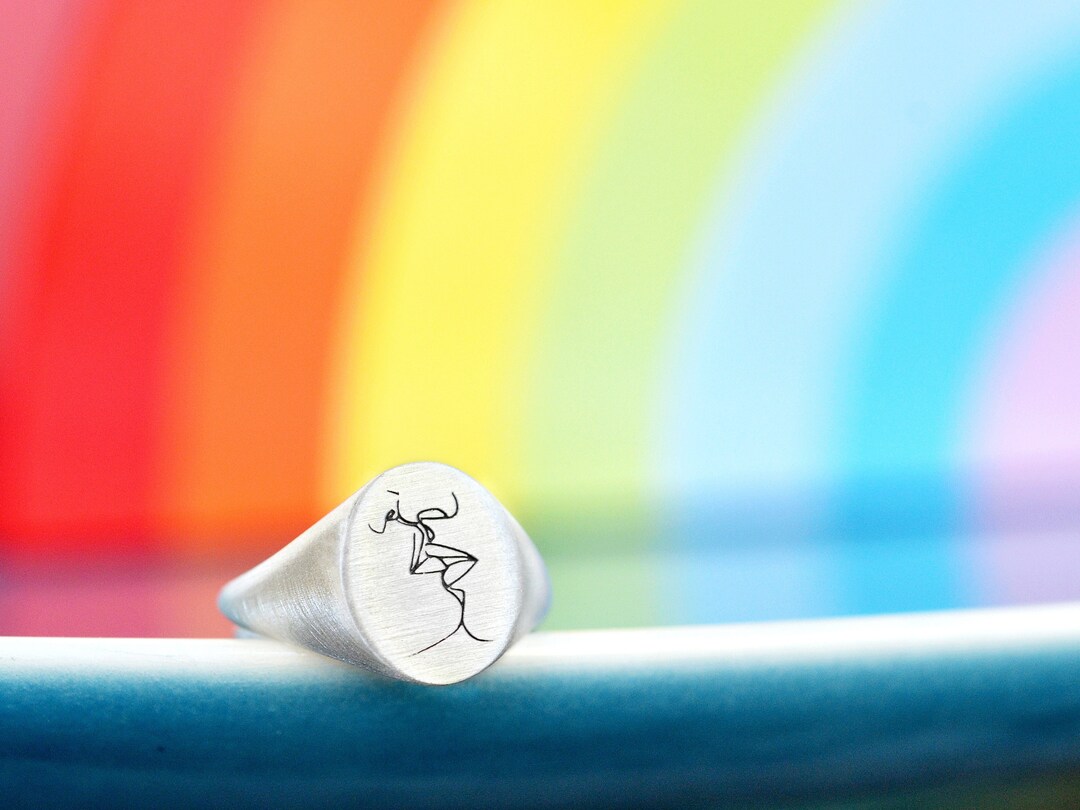 Oxidized Sterling Silver Lesbian Kissing Ring - LGBT Pride Jewelry - Etsy