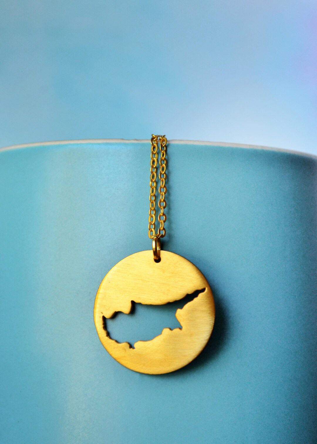 Cyprus Map Necklace - Handmade Gold or Silver Souvenir Pendant - Etsy