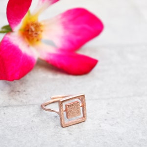 Double Square Gold Ring, Simple Open Cut Out Frame Ring, Minimalist ...