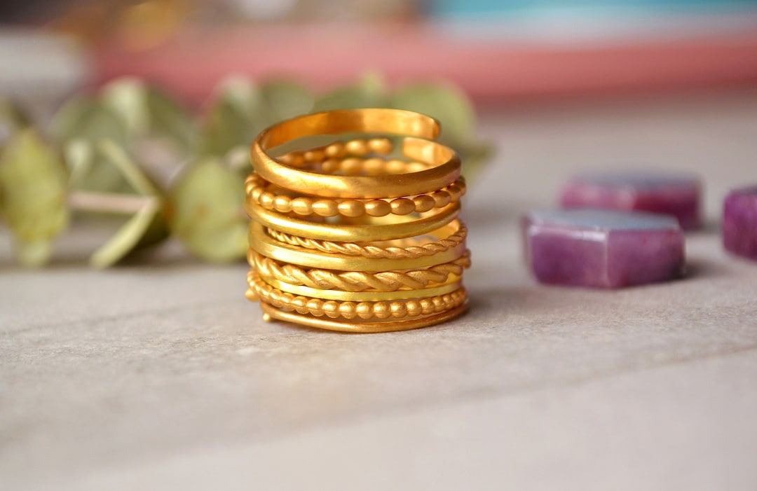 Thin Minimal Stacking Rings, Set of 5 Cute Wire Rings, Braided Twist ...