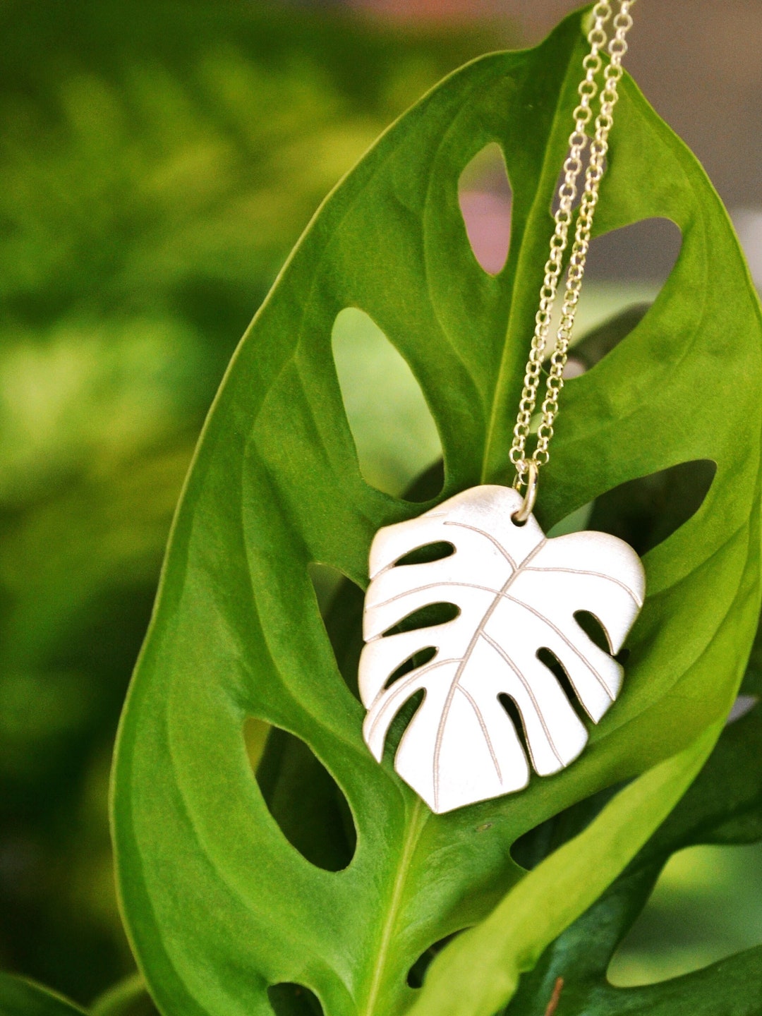 Monstera Necklace, Silver Houseplant Pendant, Handmade Plant Lady Gift ...