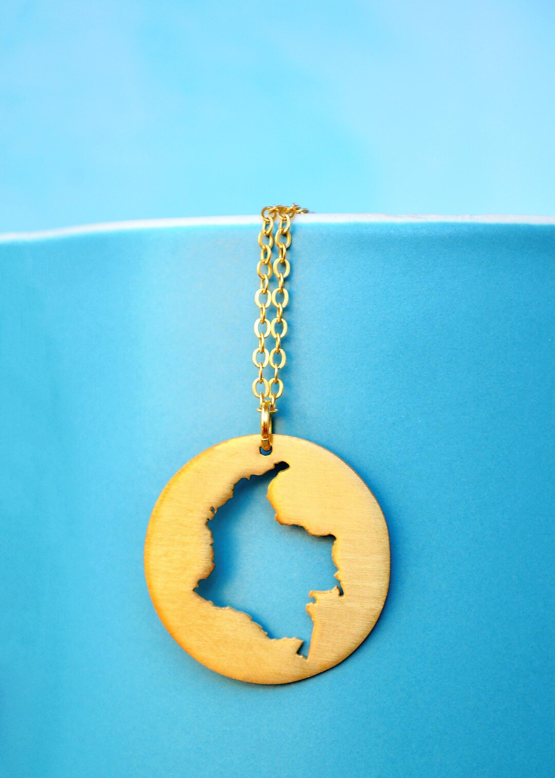 Colombia Map Necklace – Handmade Outline Pendant, Colombian Souvenir ...