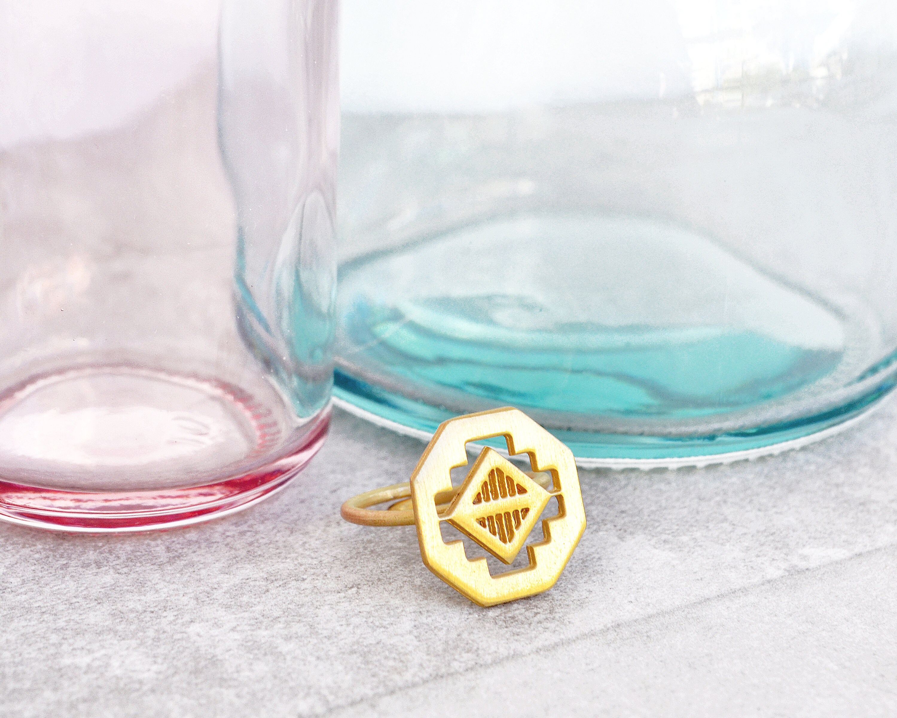 Aztec Ring/Octagon Ring/Incas Ring/Honeycomb Jewelry/Geometric | Etsy