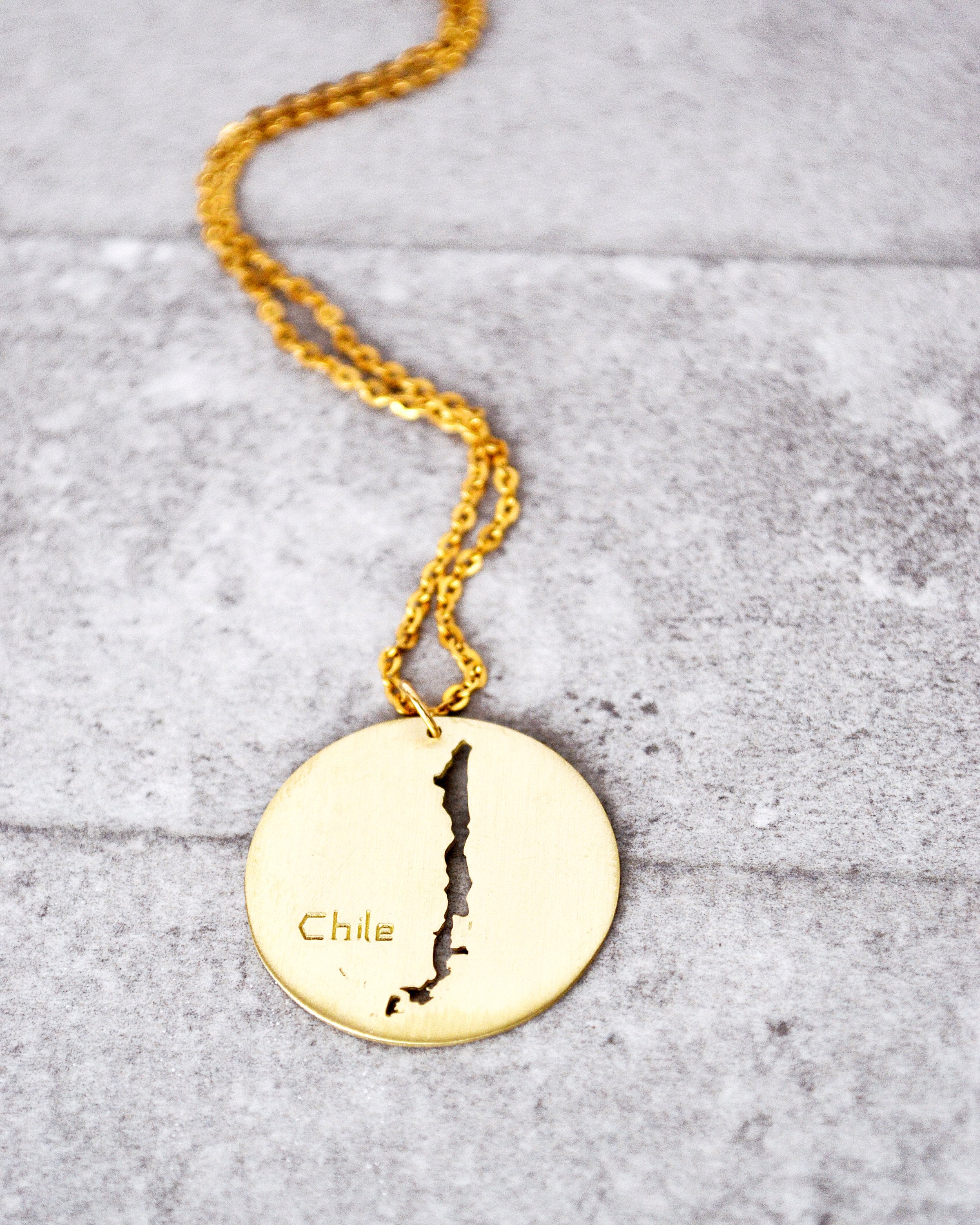 Chile Map Necklace - Sterling Silver Chilean Souvenir Pendant - Etsy