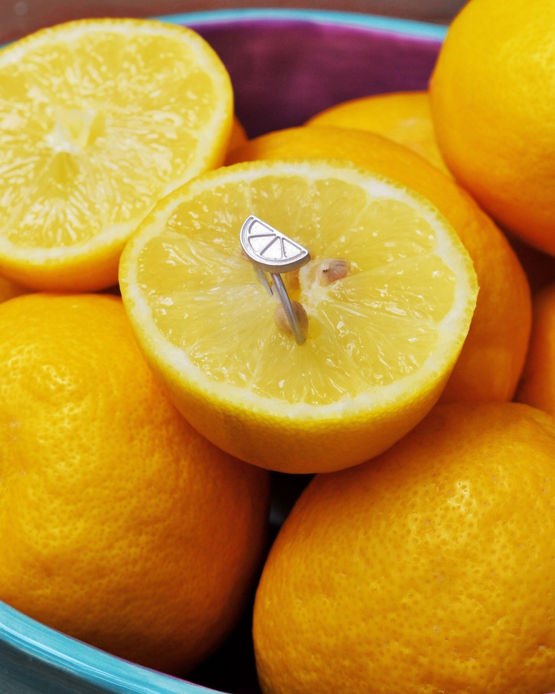 Sterling Silver Lemon Slice Ring - Adjustable Gold Citrus Jewelry - Etsy