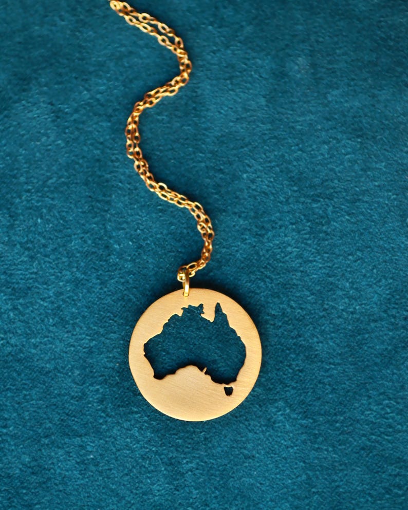 Australia Map Necklace - Sterling Silver or Gold Pendant, Travel ...