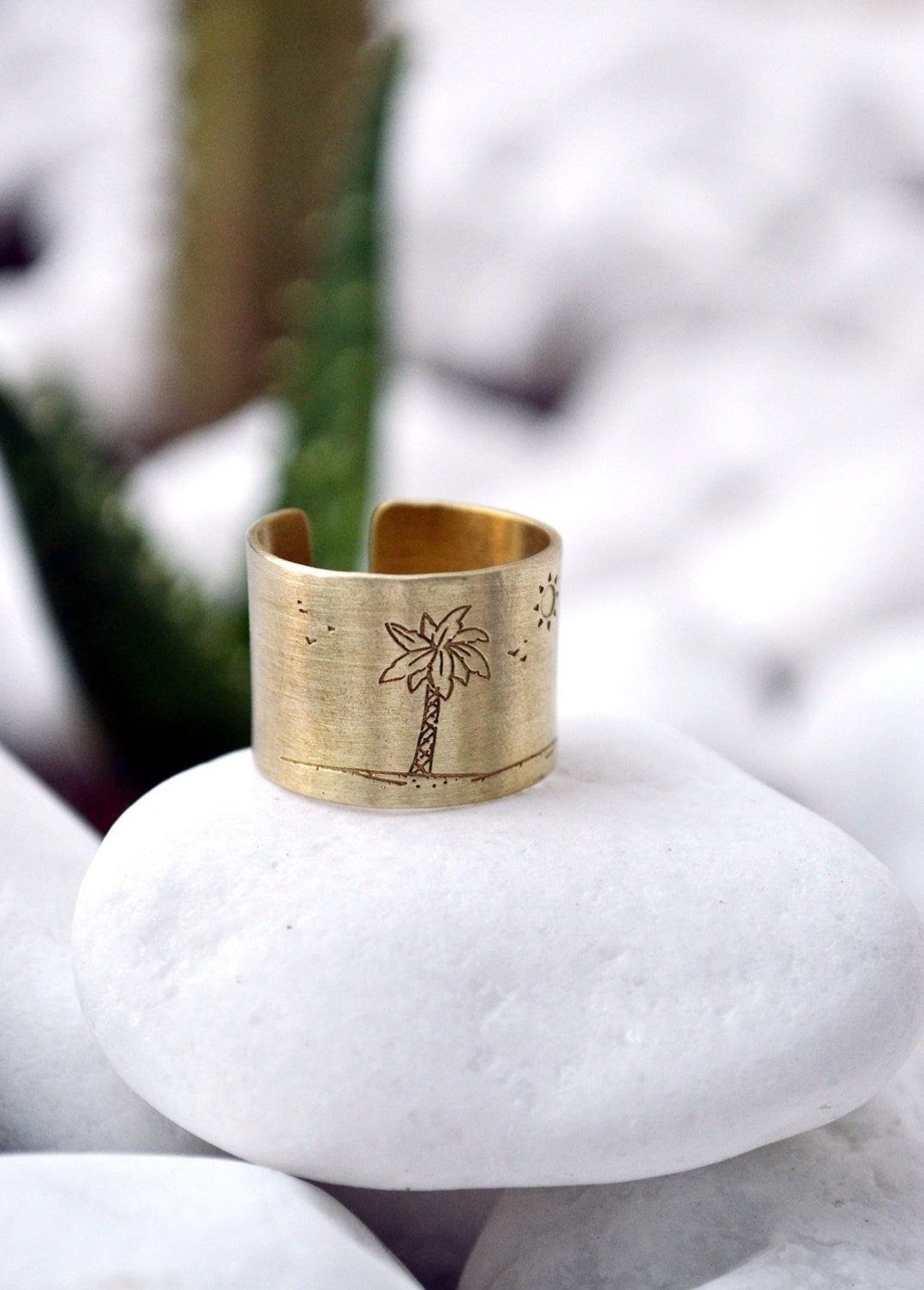 Handmade Palm Tree Ring, Tropical Gift for Her, Hawaiian Beach Jewelry ...