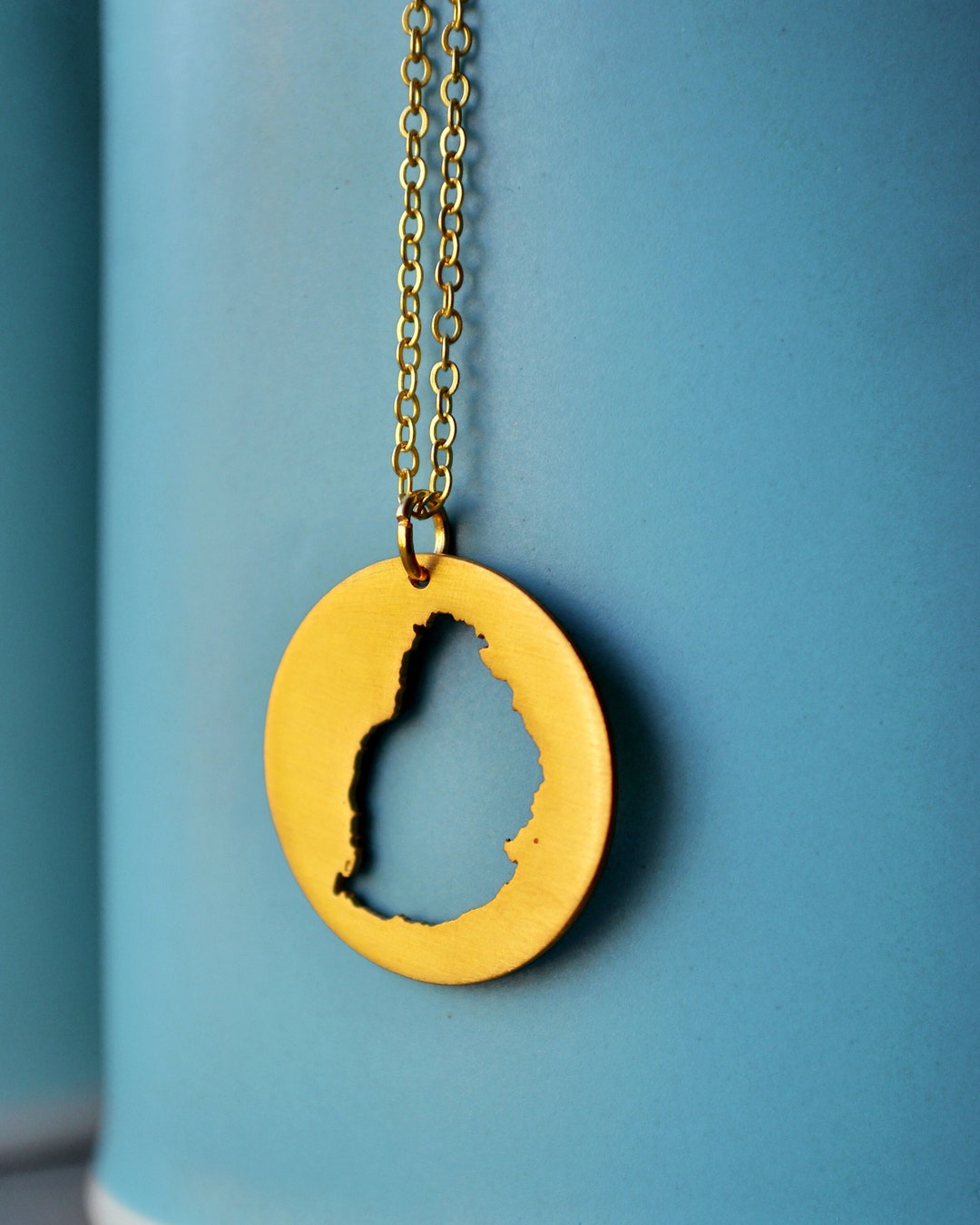 Handmade Mauritius Map Necklace: Gold or Silver Island Pendant - Etsy