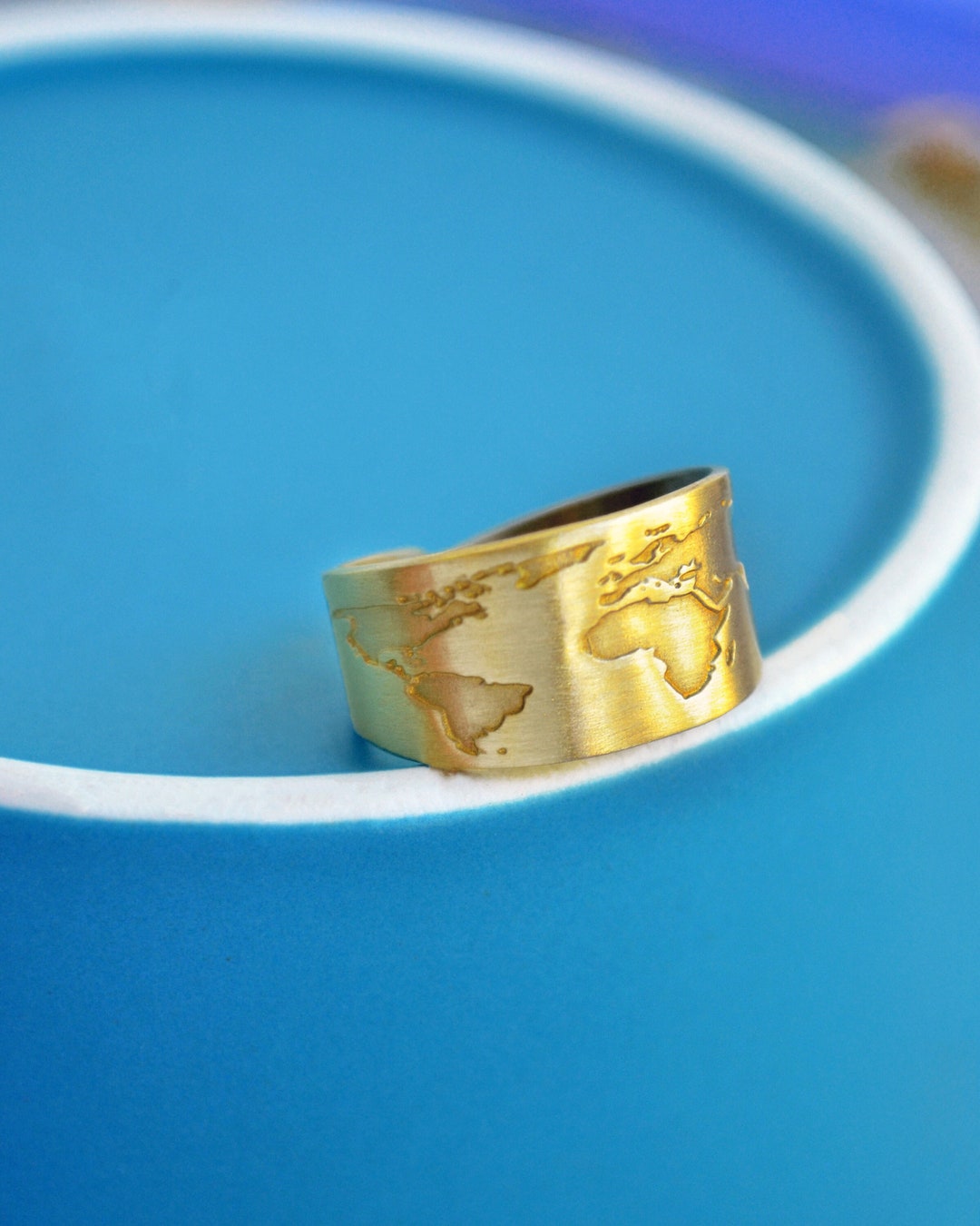Handmade World Map Ring, Globe Band Ring, Dainty Travel Wanderlust ...