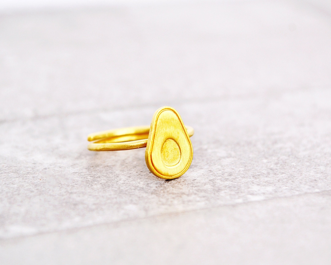 Handmade Avocado Ring: 24K Gold Plated or Silver, Adjustable - Etsy