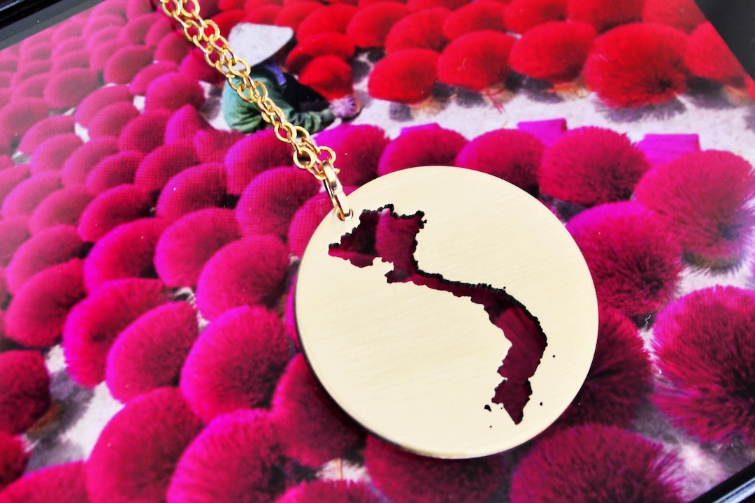 Gold Vietnam Necklace, Vietnam Map Pendant, Vietnam Jewelry, Travel to ...