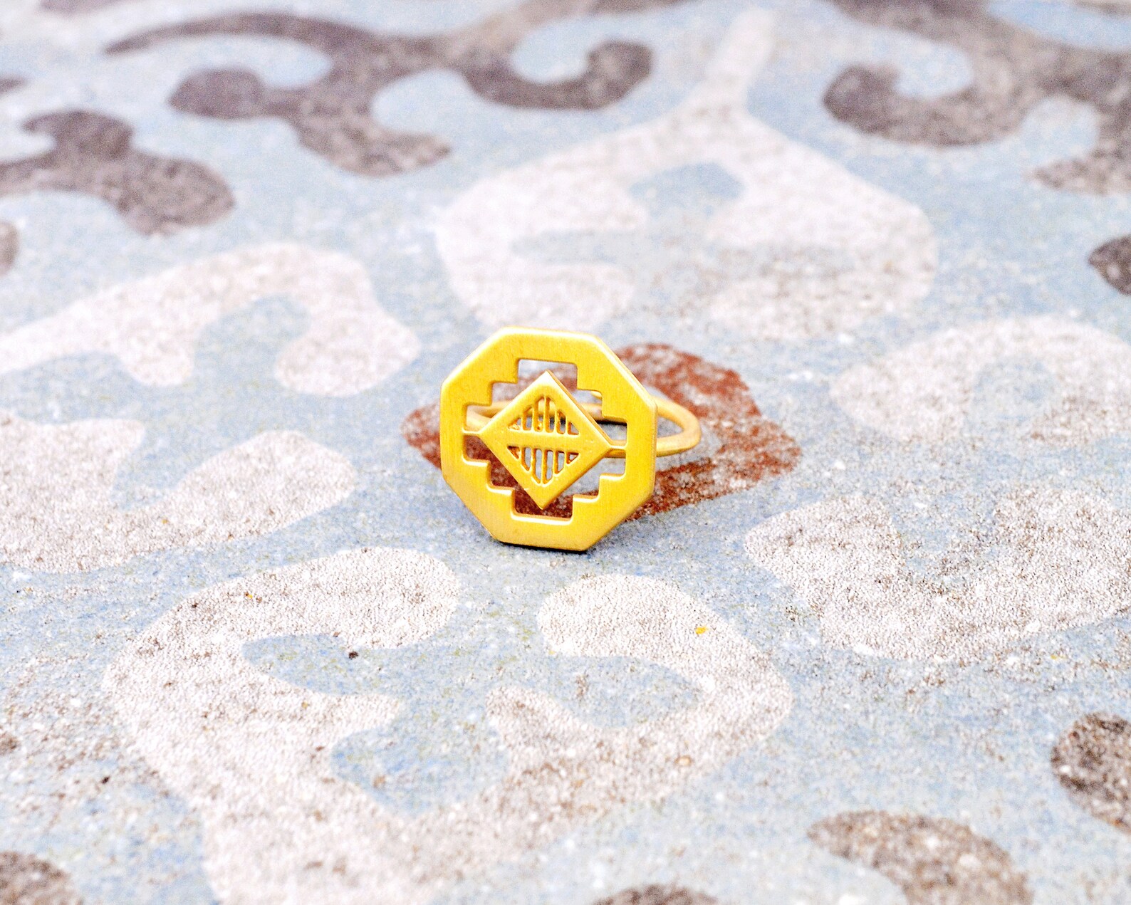 Aztec Ring/Octagon Ring/Incas Ring/Honeycomb Jewelry/Geometric | Etsy