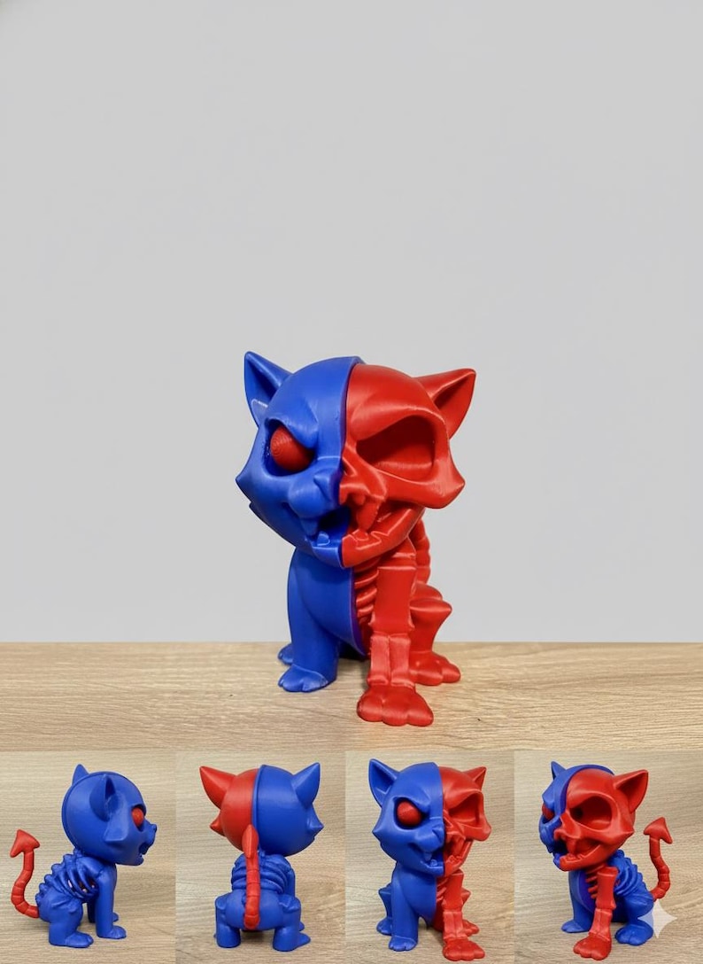 Dual Color Devil Cat Figurine – 3D Printed Gothic Decor - Etsy Australia
