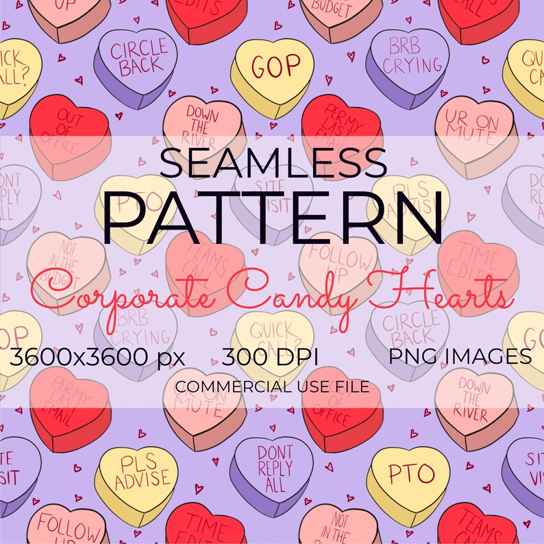 Corporate Candy Hearts Seamless Pattern | Office Valentine Digital ...