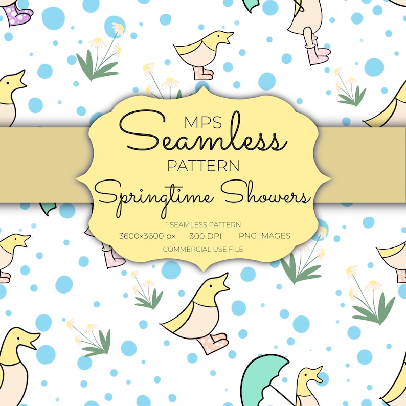 Seamless Spring Digital Pattern – Springtime Showers - Etsy