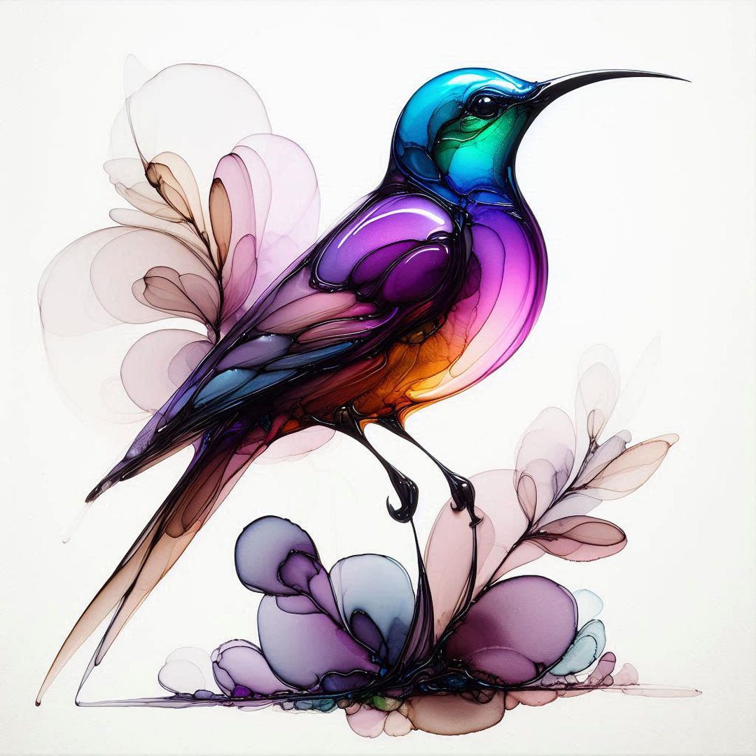 13 Purple-breasted Sunbird Clipart Set, Abstract Hummingbird Bird JPG ...
