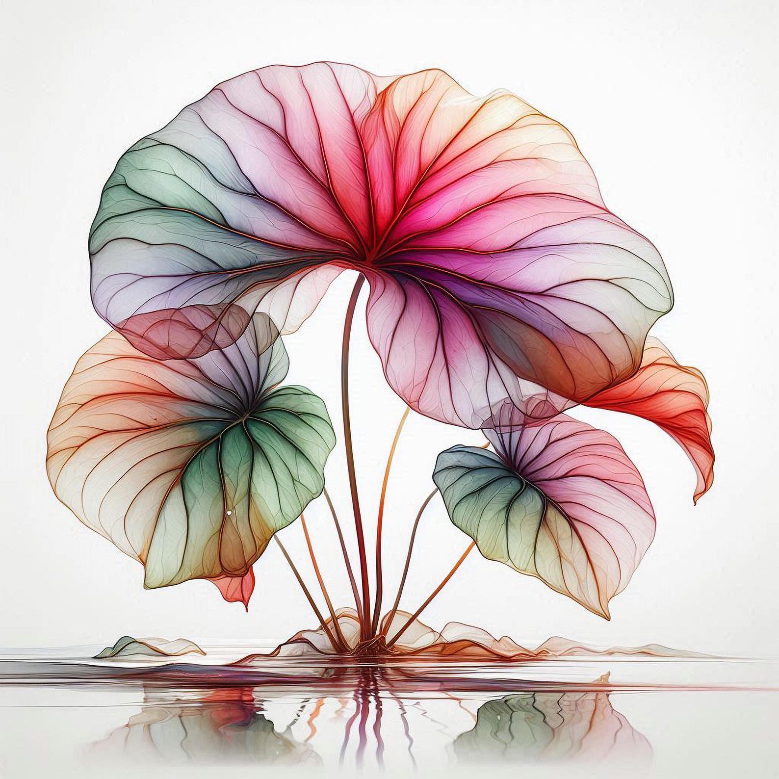 15 Abstract Caladium Leaves Clipart, Rainbow Botanical Graphics, Modern ...