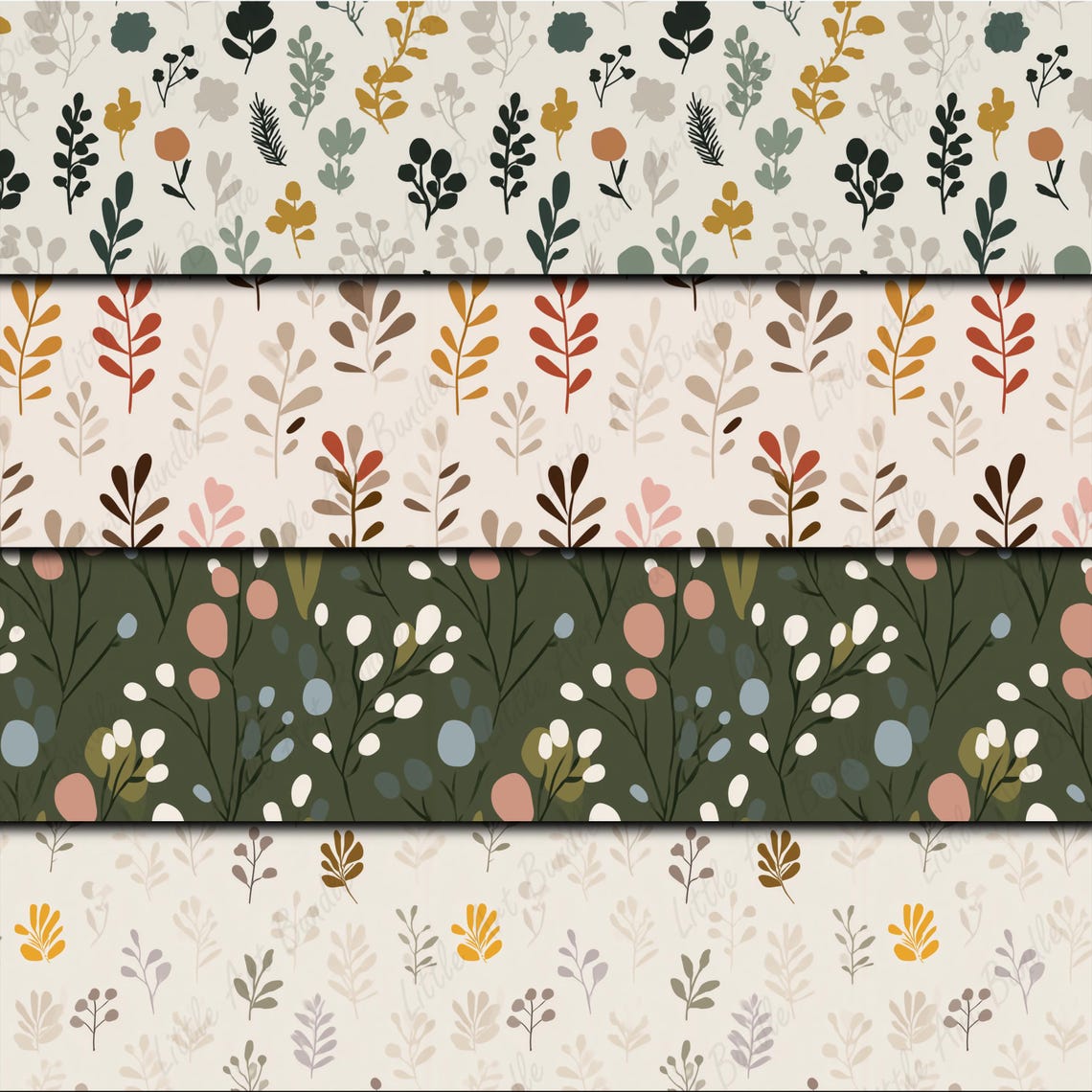 Minimal Seamless Floral Pattern | Simple Botanical Digital Paper ...
