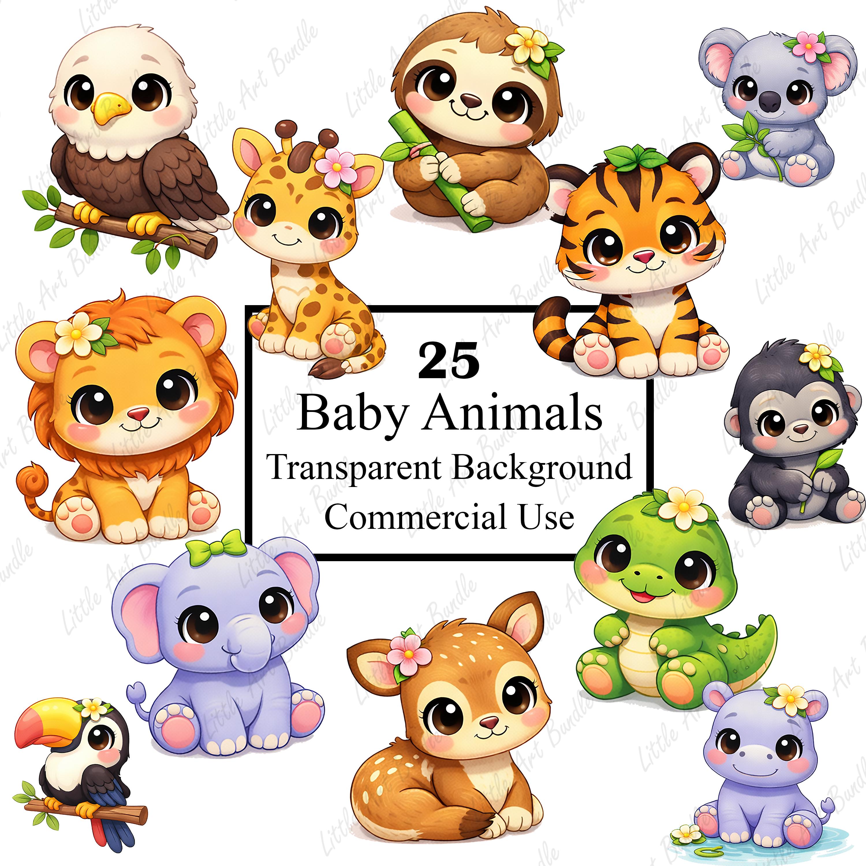 Baby Jungle Animals Clipart | Safari Nursery PNG (commercial Use - Etsy