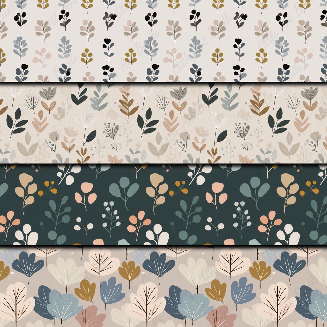Minimal Seamless Floral Pattern | Simple Botanical Digital Paper ...