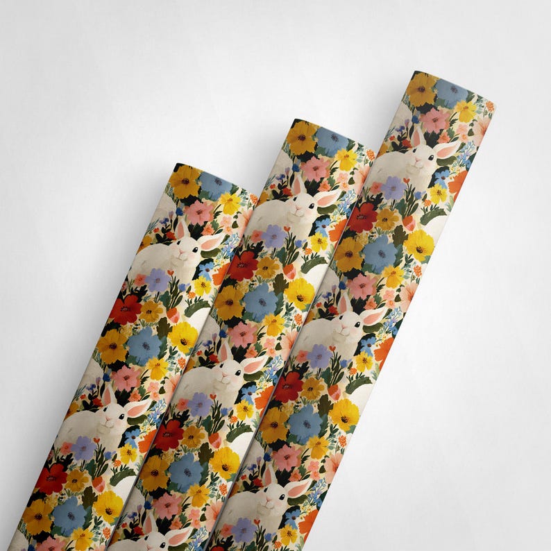 Cute Bunny Seamless Pattern, Floral Rabbit Watercolor Repeat, Spring ...