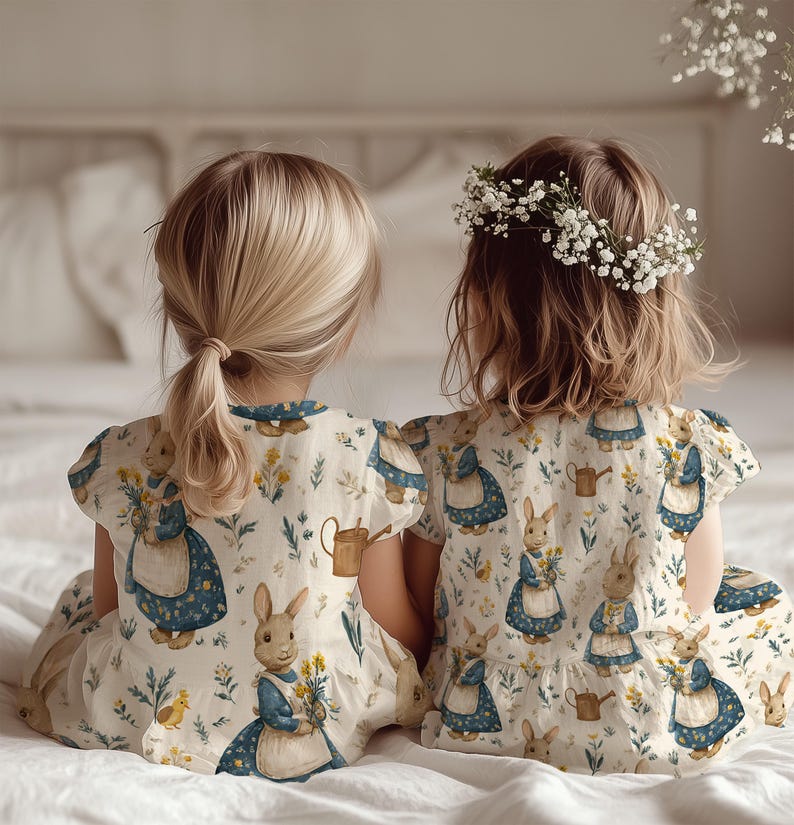 Seamless Storybook Bunny Pattern With Flowers and Ducklings – Cute ...