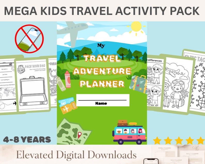 Travel Activity Pack for Kids Printable Bundle (ages 4–8) - Etsy