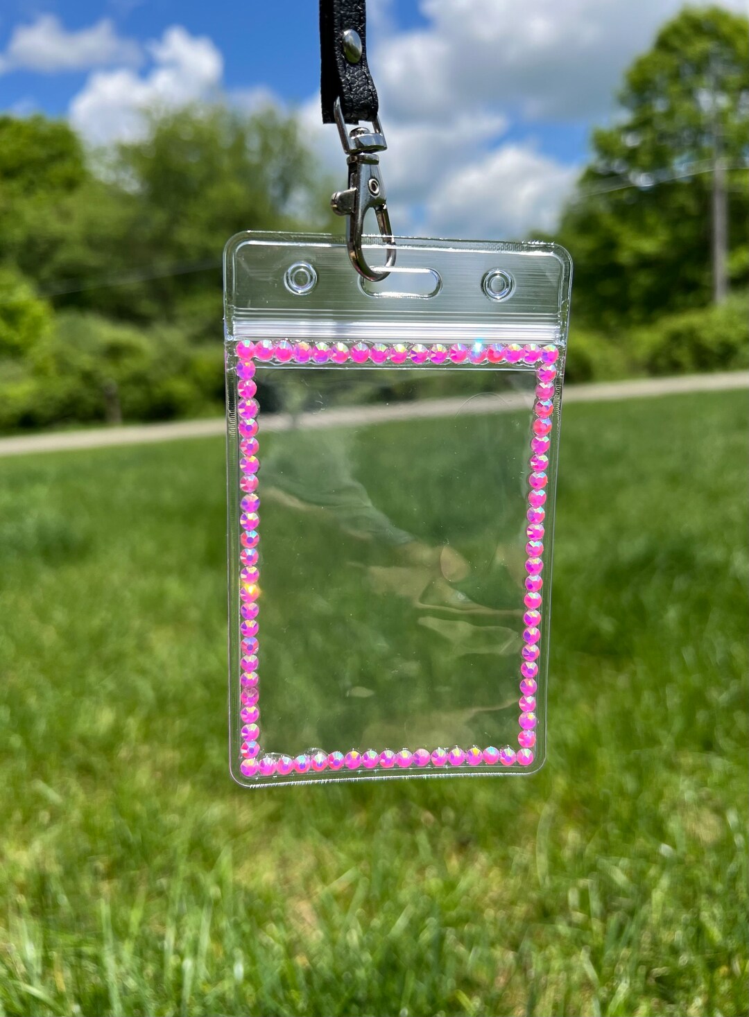 Rhinestone Vertical ID Badge Holder - Etsy