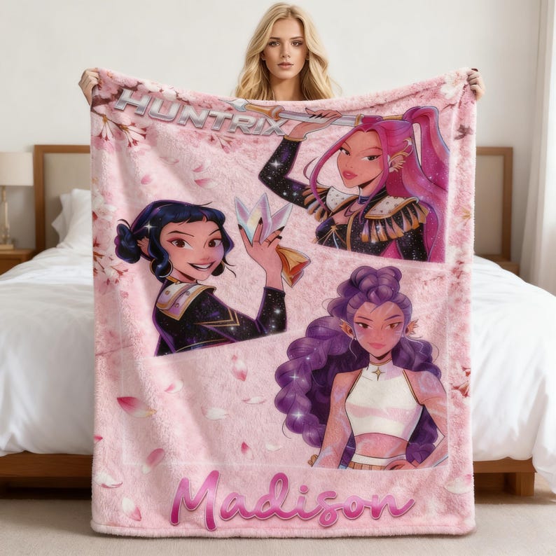 Demon Hunters Fleece Throw, Kpop Custom Name Blanket - Etsy