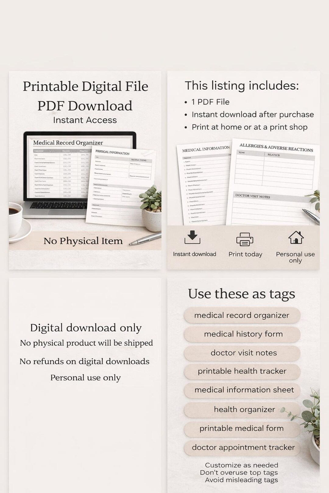 Simple Medical Record Organizer Printable PDF Medical History Form ...