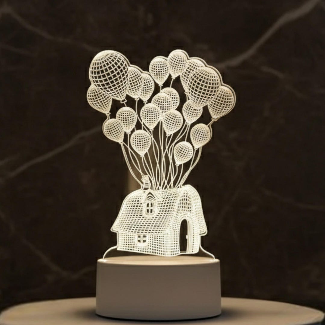 3D Balloon House LED Night Lamp | Touch Color-changing Acrylic Light ...