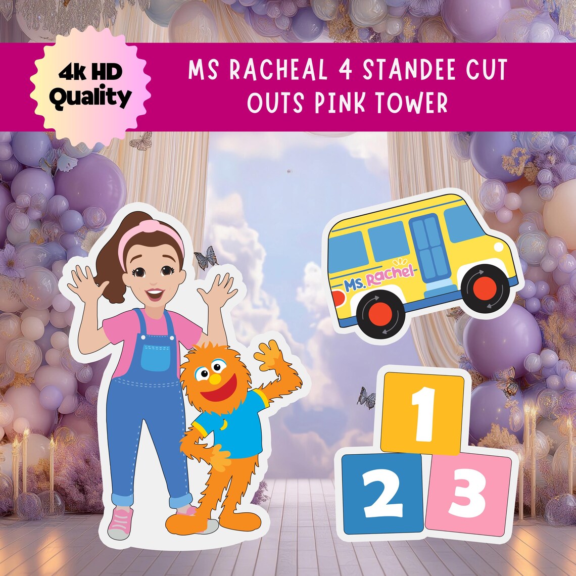 Ms. Rachel Birthday Party Standees, DIY Decorations (digital Download ...