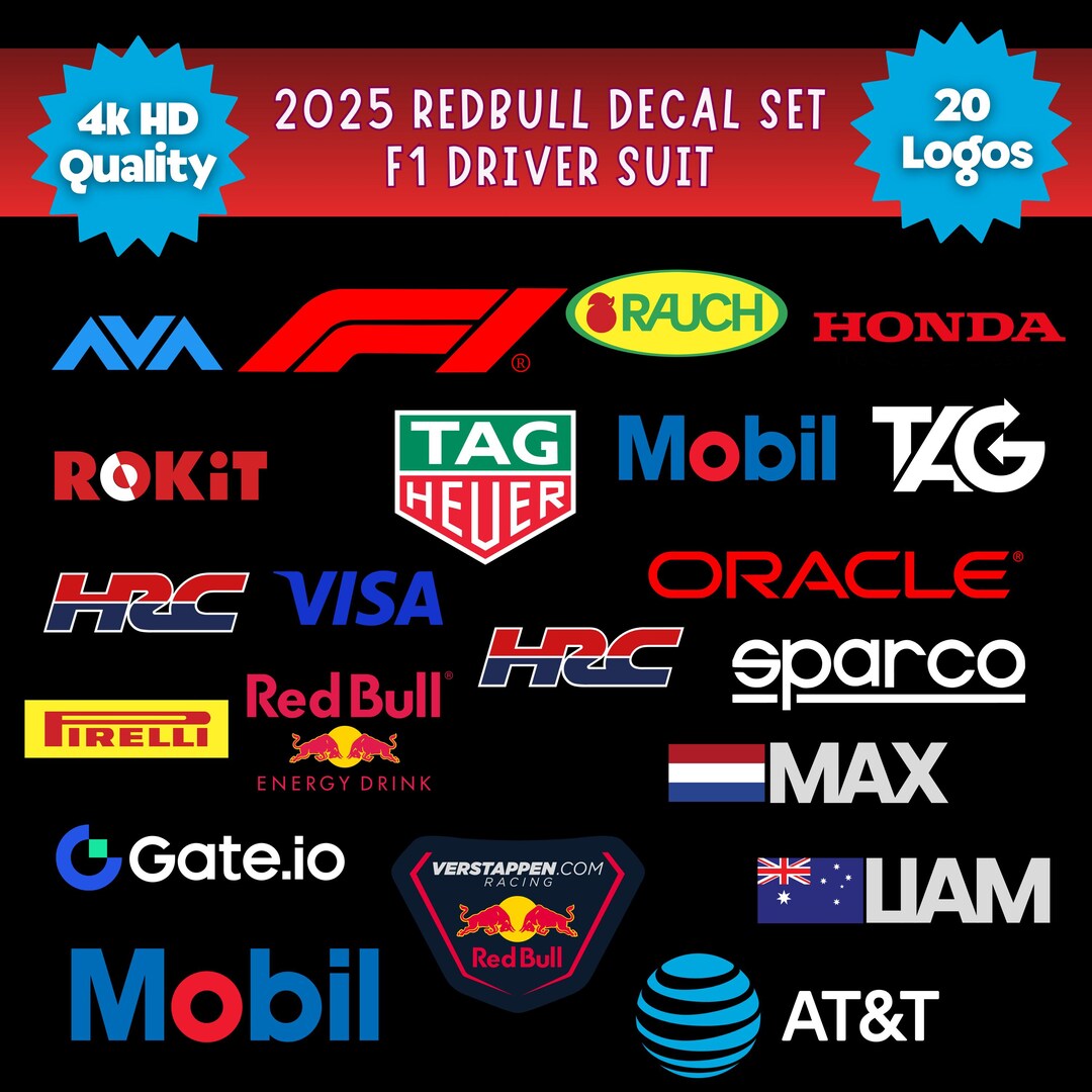 Red Bull Racing Suit Sticker Decal Logo Pack, Oracle Sponsor Logos ...